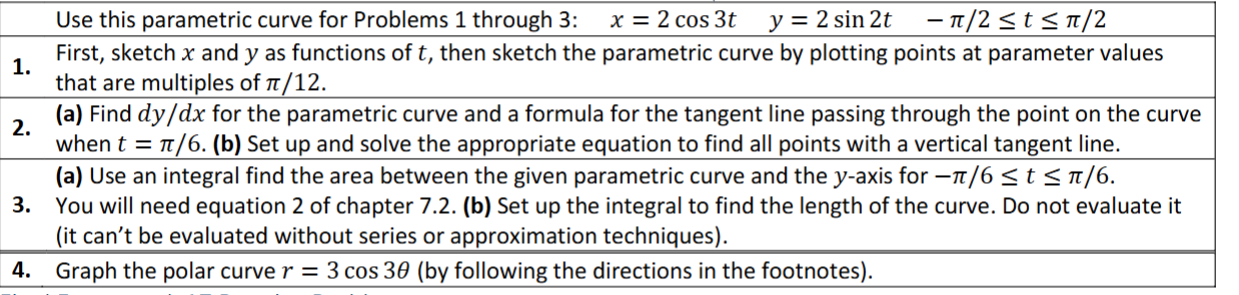 Use this parametric curve for Problems 1 ﻿through 3: | Chegg.com