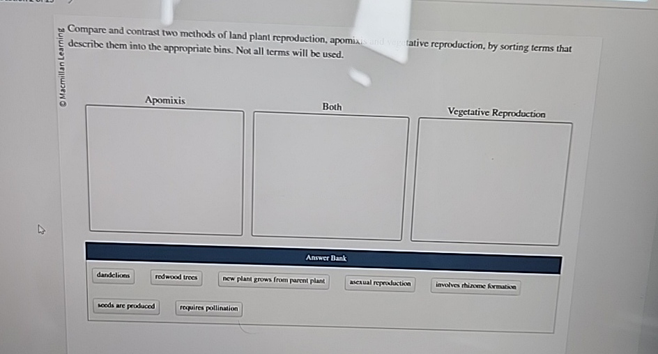 Solved Compare and contrast two methods of land plant | Chegg.com