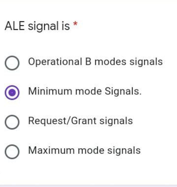 Solved * ALE signal is Operational B modes signals Minimum | Chegg.com