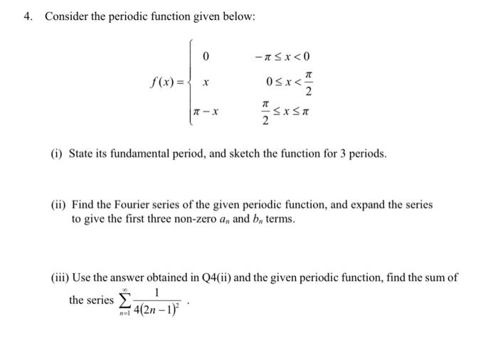 Solved 4. Consider the periodic function given below: -Tsx