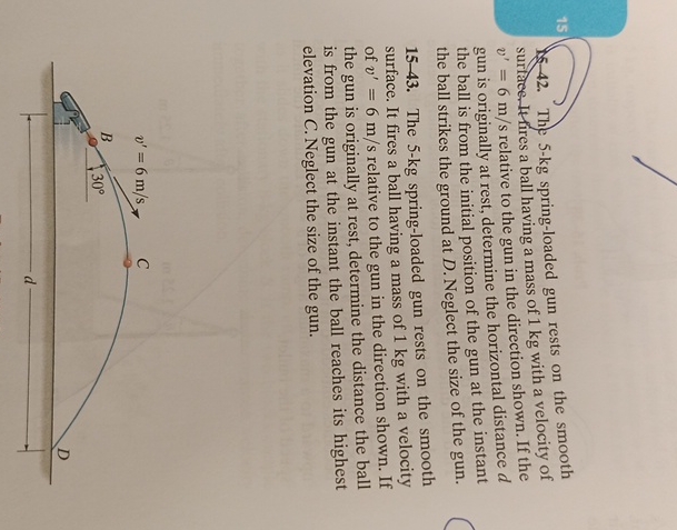 Solved The 5-kg spring-loaded gun rests on the smooth 5-42. | Chegg.com