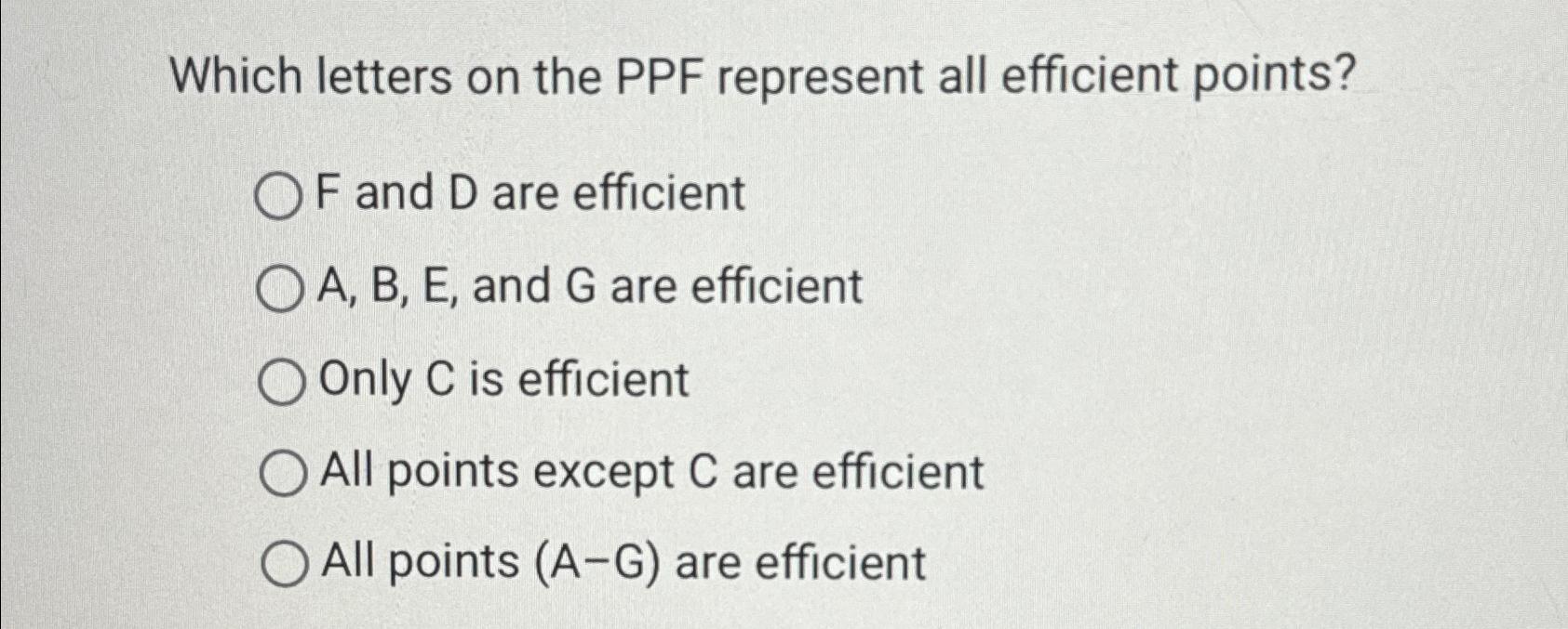Solved Which letters on the PPF represent all efficient | Chegg.com