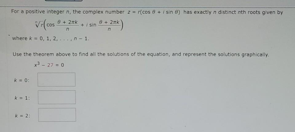Solved For a positive integer n, the complex number z = | Chegg.com