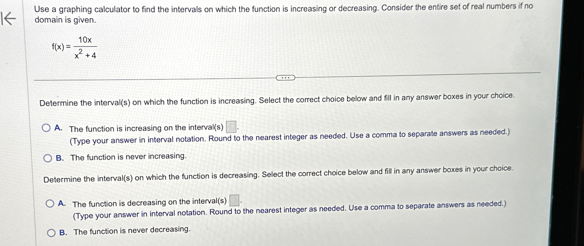 Solved Use a graphing calculator to find the intervals on | Chegg.com
