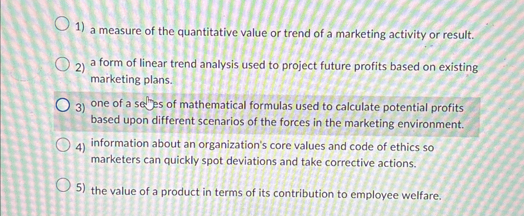 Solved a measure of the quantitative value or trend of a | Chegg.com