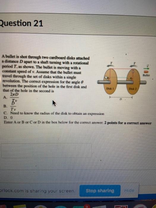 Solved Question 21 A bullet is shot through two cardboard | Chegg.com
