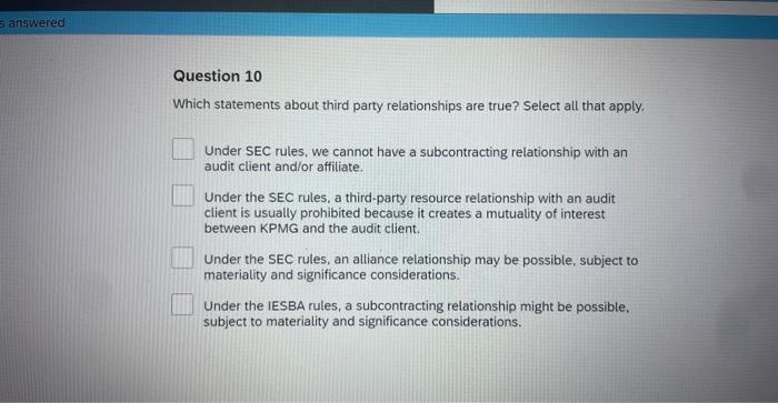 Solved Which statements about third party relationships are | Chegg.com