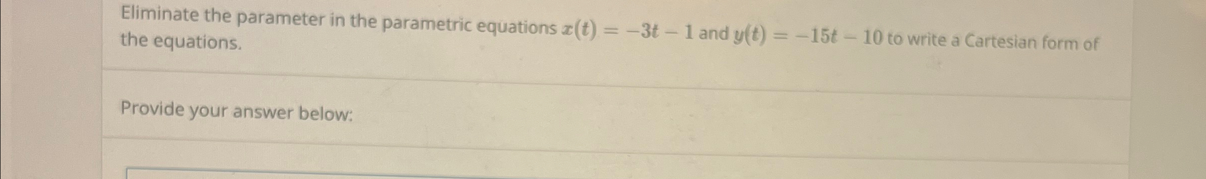 Solved Eliminate the parameter in the parametric equations | Chegg.com