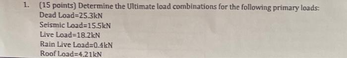 Solved (15 points) Determine the Ultimate load combinations | Chegg.com