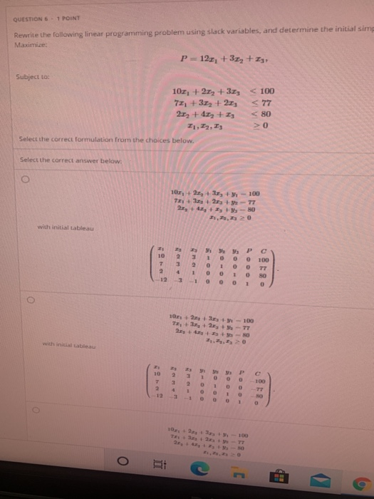 Solved QUESTION 6 - 1 POINT Rewrite the following linear | Chegg.com