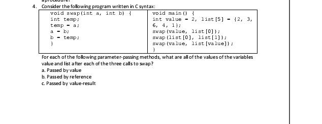 Solved 4. Consider the following program written in C | Chegg.com