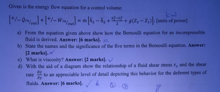 Solved Given is the energy flow equation for a control | Chegg.com