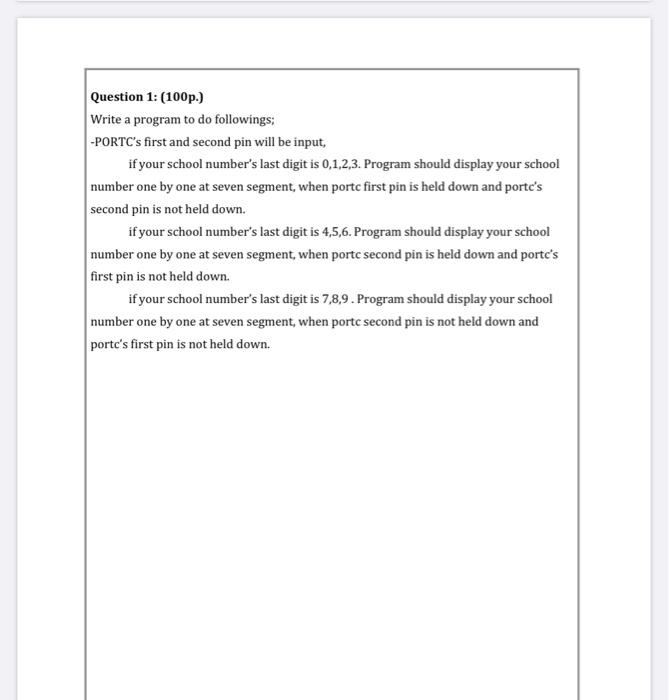 Question 1 100p Write A Program To Do Followings 