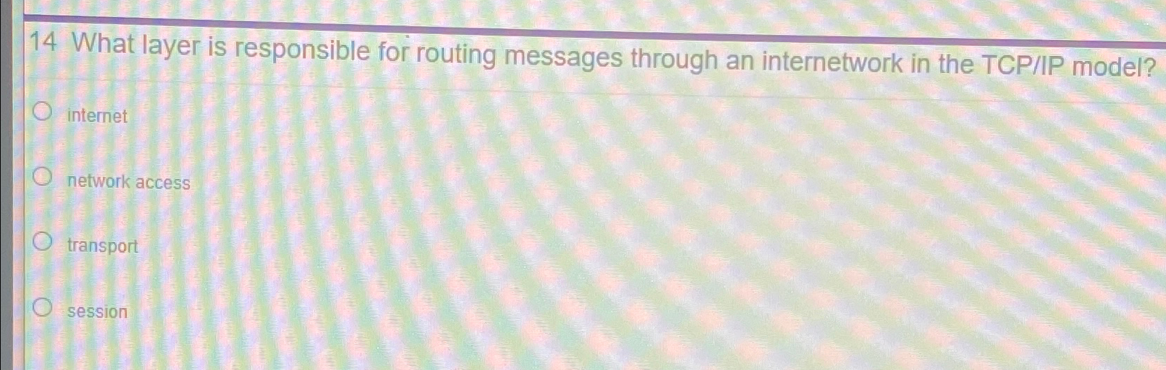 Solved 14 ﻿What layer is responsible for routing messages | Chegg.com