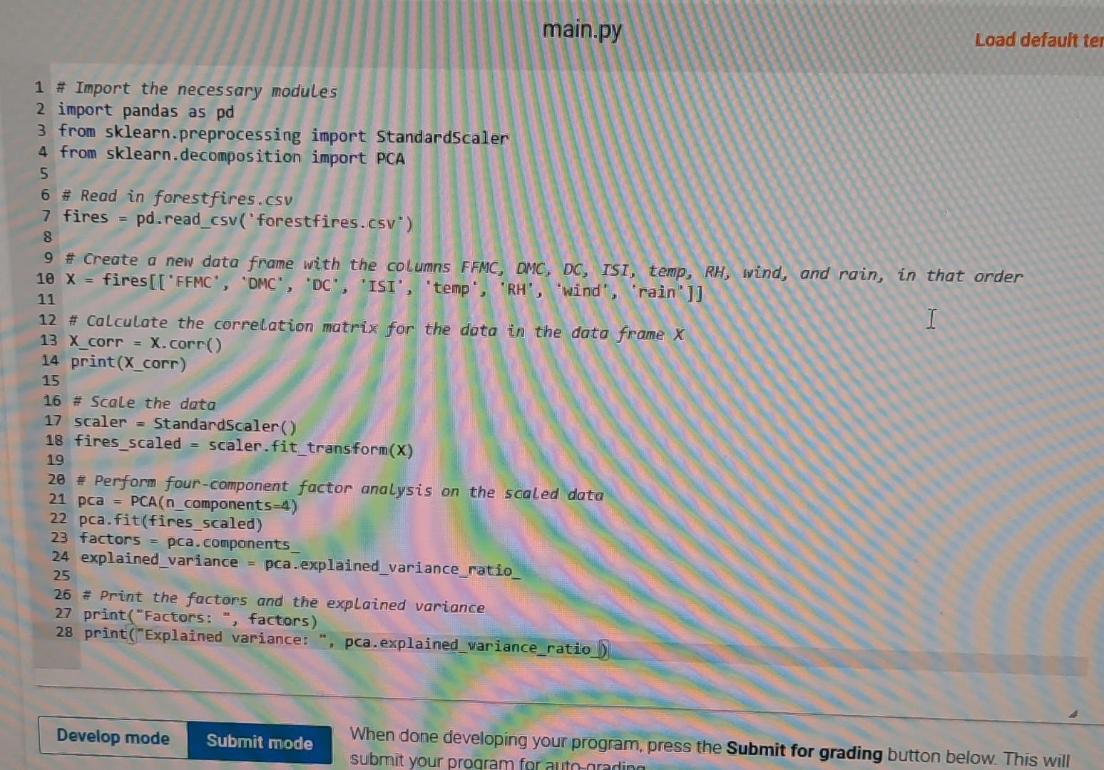 Solved 10.9 LAB: Analyzing factors in forest fire data using | Chegg.com