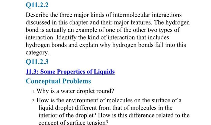 Solved Describe the three major kinds of intermolecular | Chegg.com