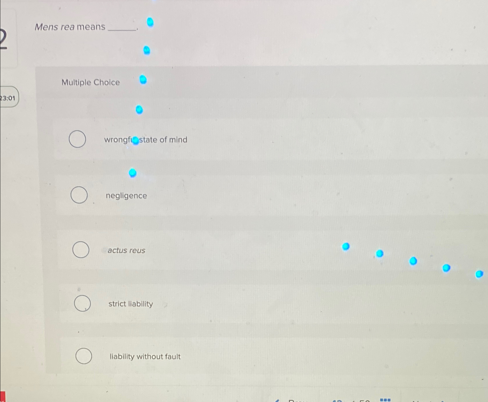 Solved Mens rea meansMultiple Choicewrongfiostate of | Chegg.com