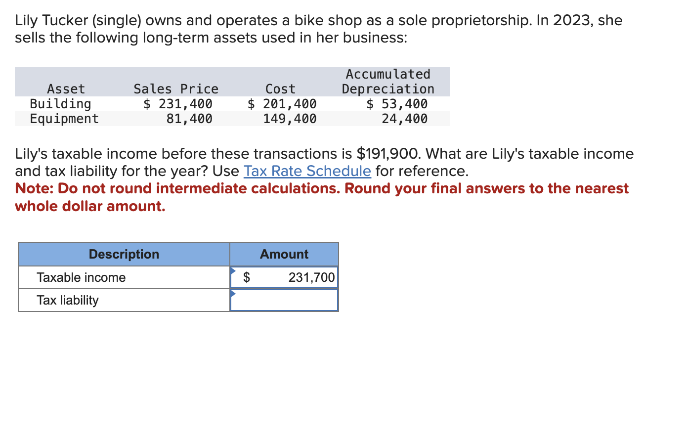 Solved FIND TAX LIABILITY FOR 2023! ﻿PLEASSEEEEE taxable | Chegg.com
