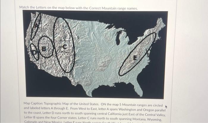 Solved Match the Letters on the map below with the Correct | Chegg.com