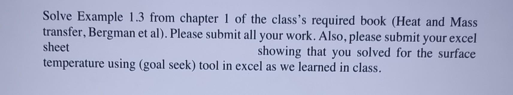 Solve Example 1.3 from chapter 1 of the class's | Chegg.com