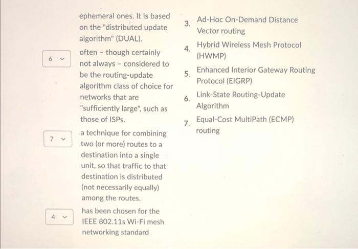 Solved Match routing terms... the simplest routing-update | Chegg.com