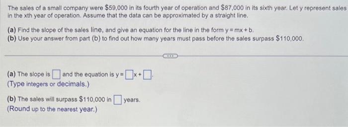 Solved The sales of a small company were $59,000 in its | Chegg.com