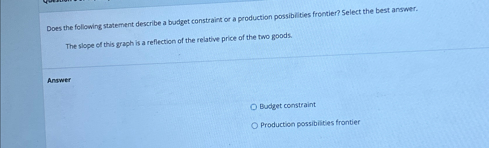 Solved Does the following statement describe a budget | Chegg.com