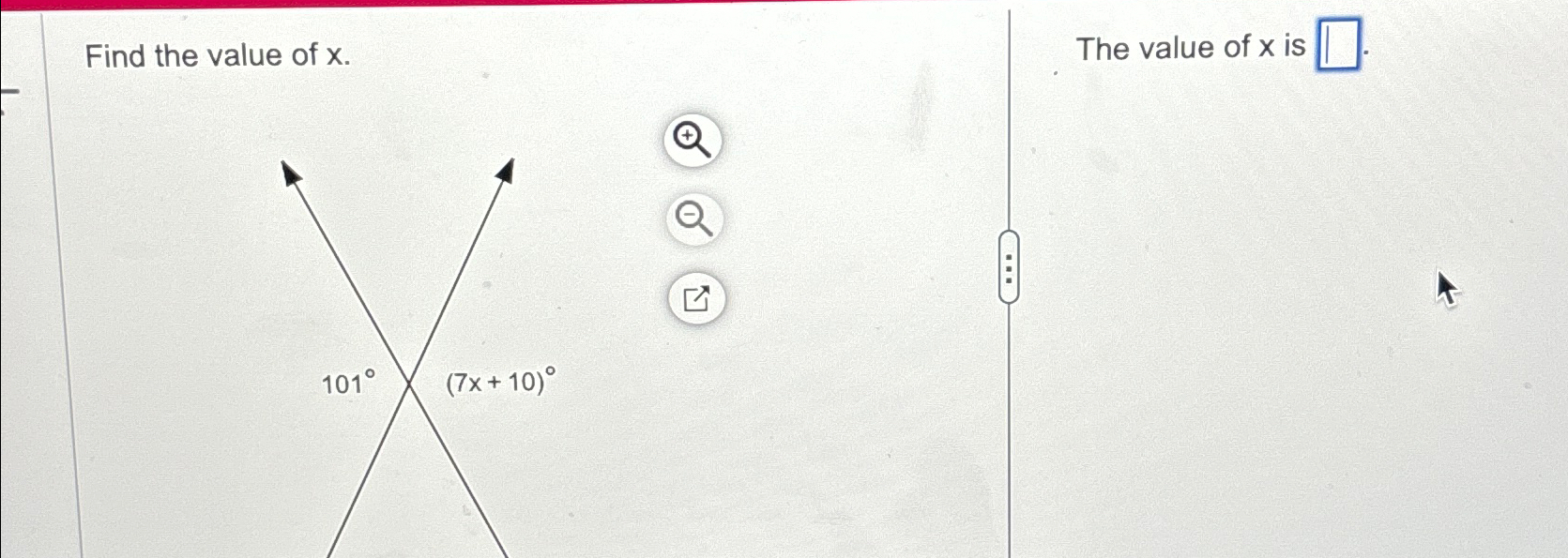 Solved Find the value of x.The value of x ﻿is | Chegg.com