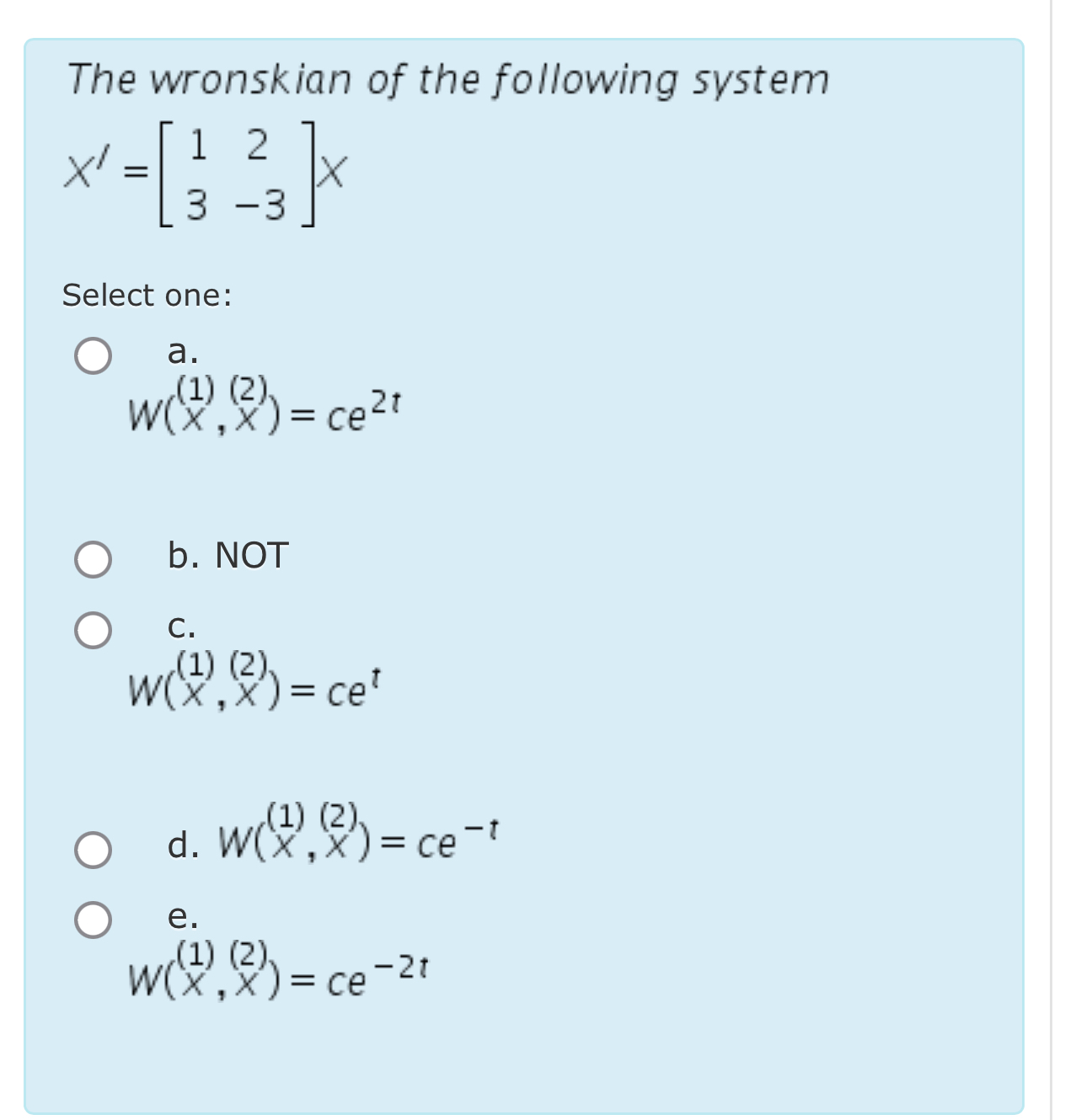 Solved The wronskian of the following | Chegg.com