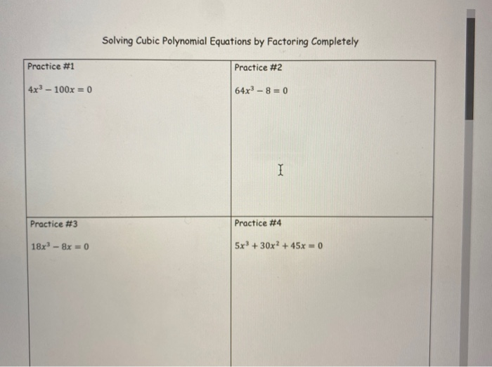 Solved Solving Cubic Polynomial Equations by Factoring | Chegg.com