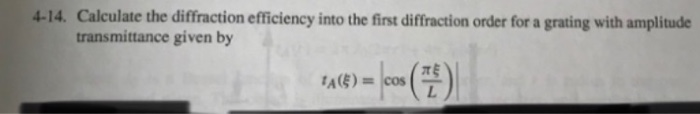 Solved 4-14. Calculate the diffraction efficiency into the | Chegg.com