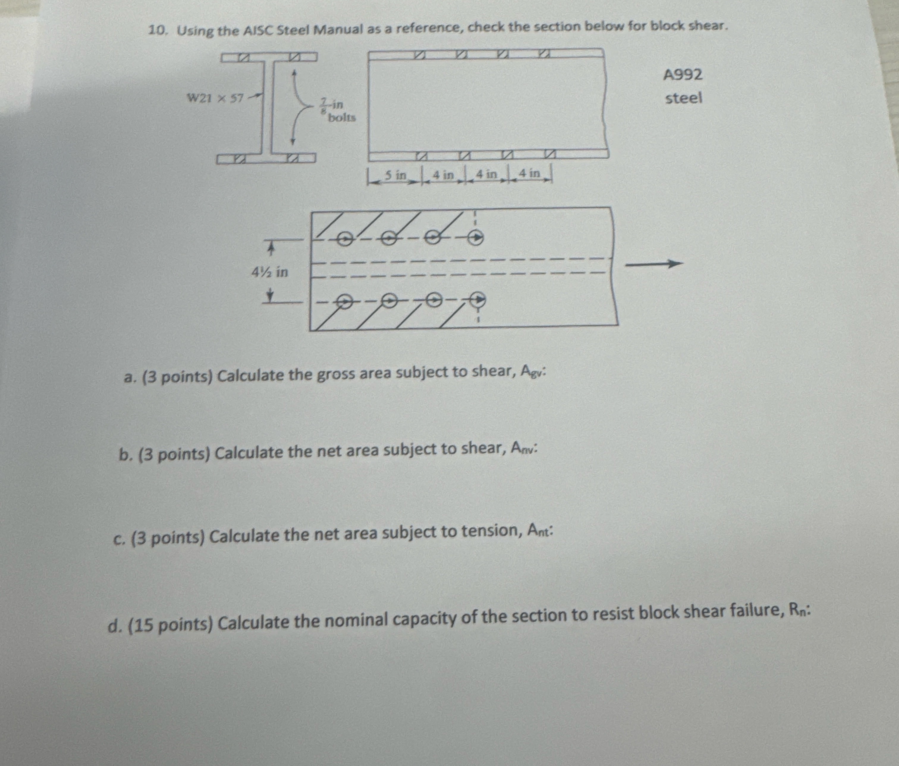 Solved a. (3 ﻿points) ﻿Calculate the gross area subject to | Chegg.com