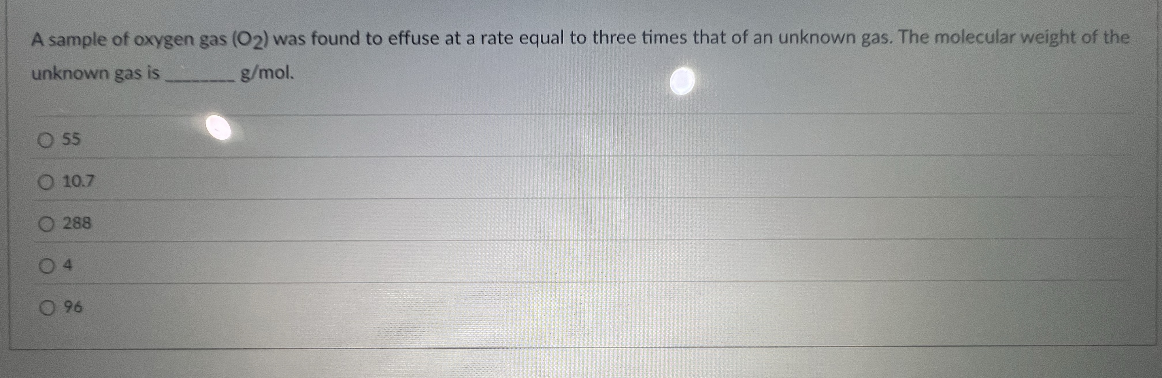 Solved A sample of oxygen gas (O2) ﻿was found to effuse at a | Chegg.com
