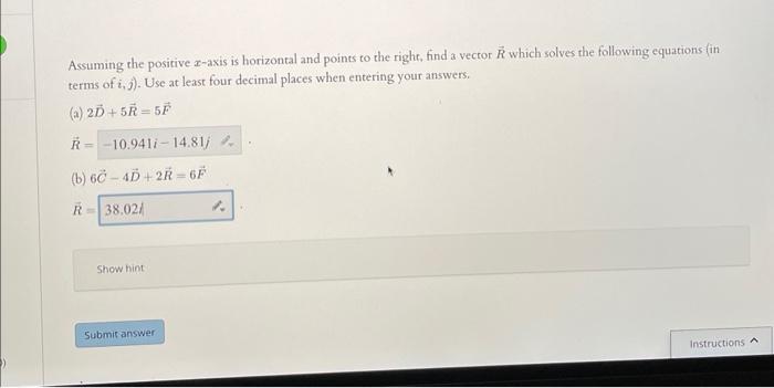Solved Assuming the positive x-axis is horizontal and points | Chegg.com