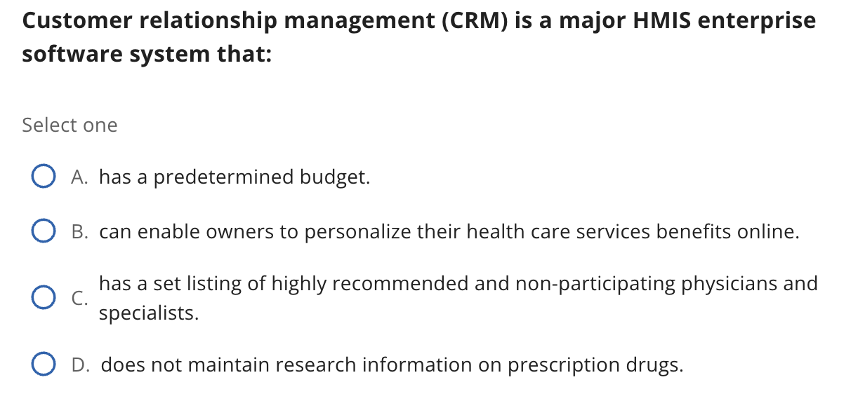 Solved Customer relationship management (CRM) ﻿is a major | Chegg.com