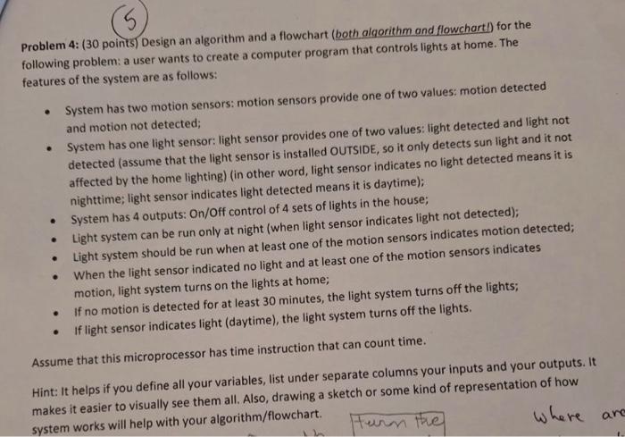 Solved Problem 4: ( 30 points) Design an algorithm and a | Chegg.com