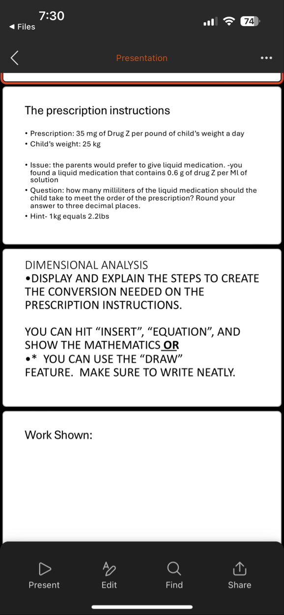Solved 7:30Files74PresentationThe prescription | Chegg.com