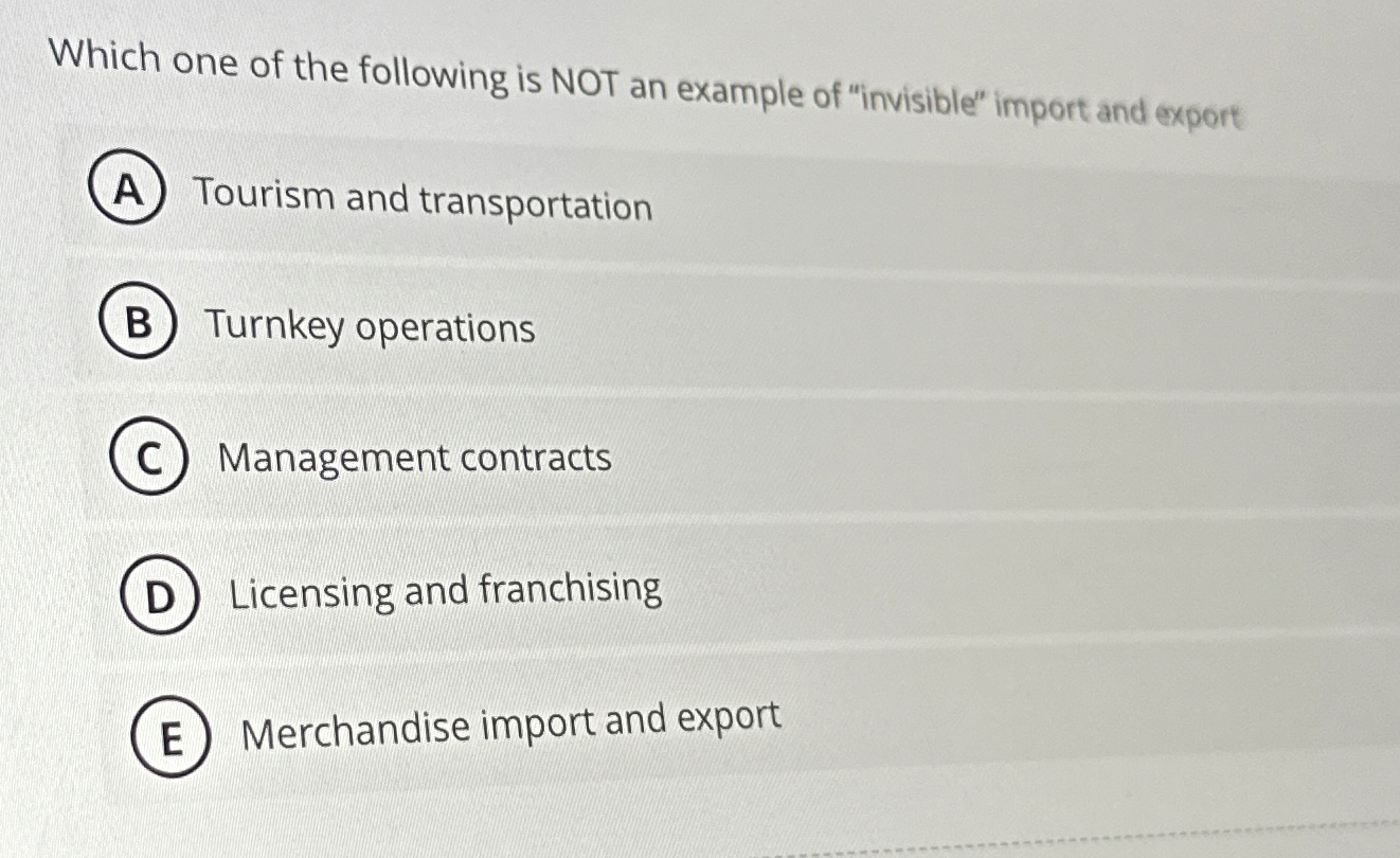 Solved Which one of the following is NOT an example of | Chegg.com