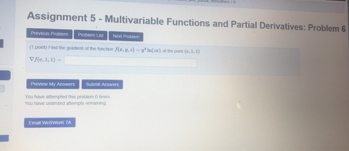 Solved catives Assignment 5 - Multivariable Functions and | Chegg.com