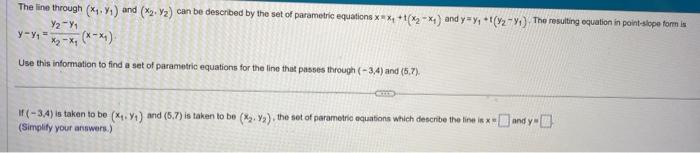 Solved The ine through (x1,y1) and (x2,y2) can be described | Chegg.com