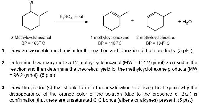 Solved 2-Methylcyclohexanol BP=166∘C 1-methylcyclohexene | Chegg.com