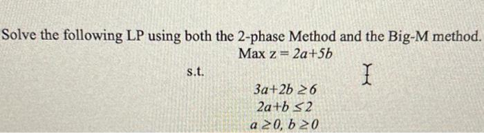 Solved Solve the following LP using both the 2-phase Method | Chegg.com