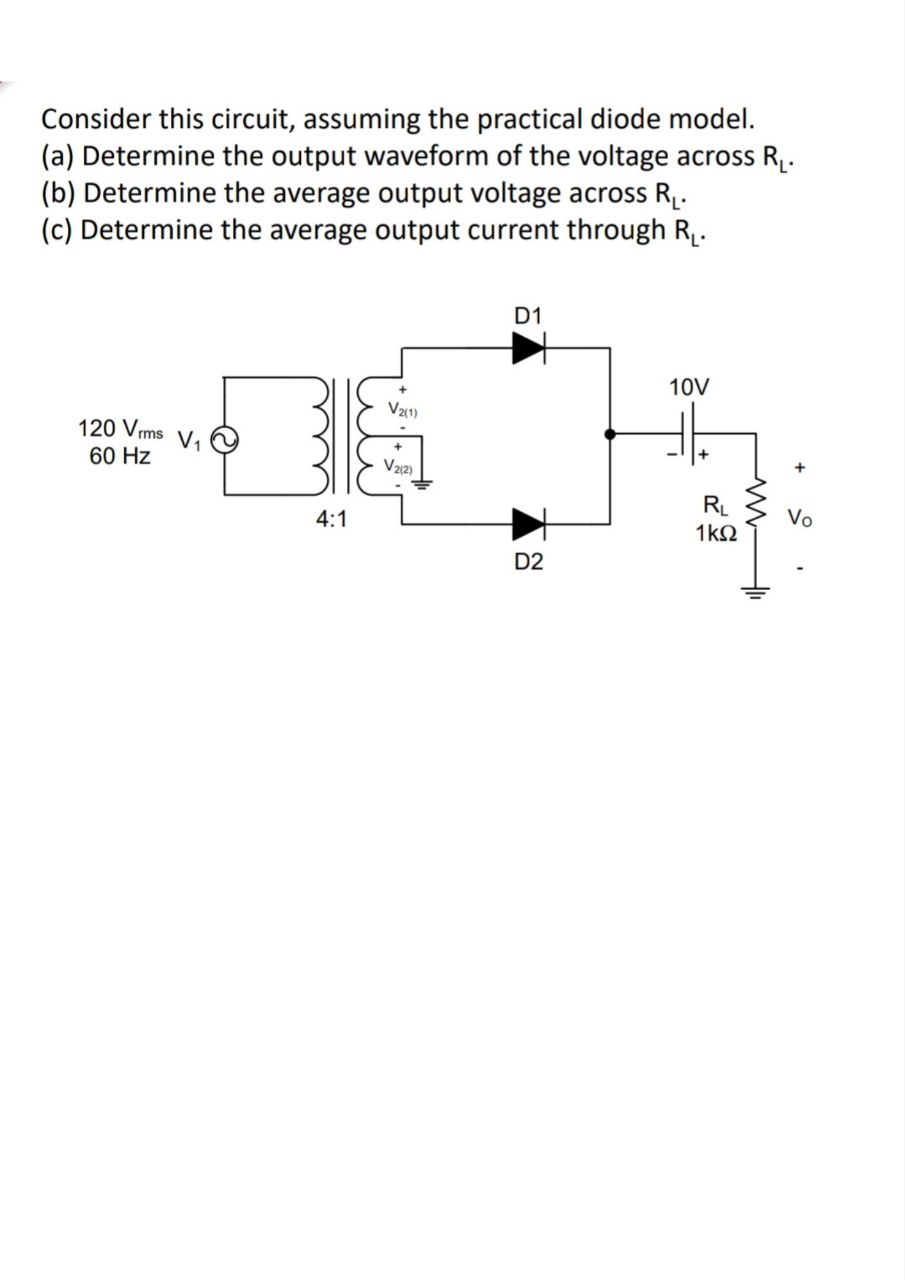 Solved Consider this circuit, assuming the practical diode | Chegg.com