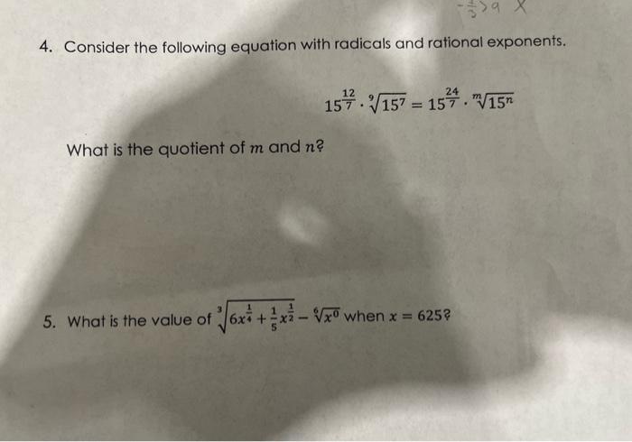 Solved 4. Consider the following equation with radicals and | Chegg.com