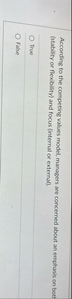 Solved According to the competing values model, managers are | Chegg.com