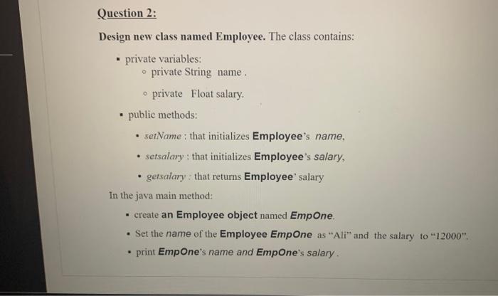 Solved . Assignment1 Question 1: Design new class named | Chegg.com