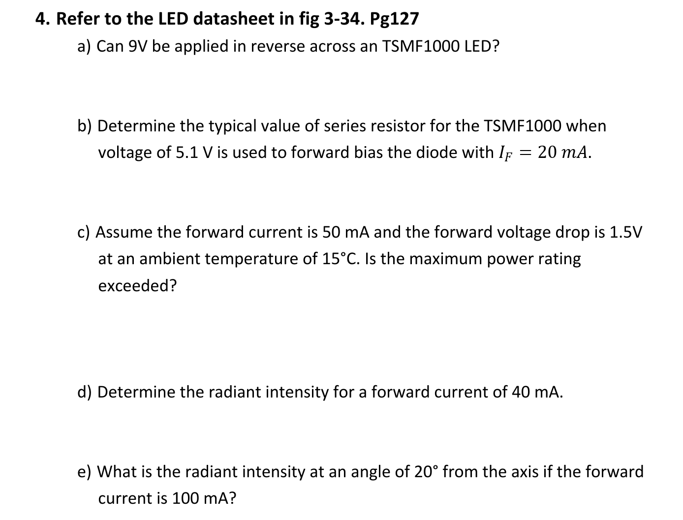Refer to the LED datasheet in fig 3-34. Pg127 a) Can | Chegg.com