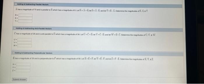 Solved Adding & Subtracting Parallel Wctors A has a | Chegg.com