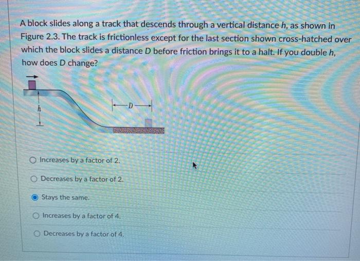 Solved A block slides along a track that descends through a | Chegg.com