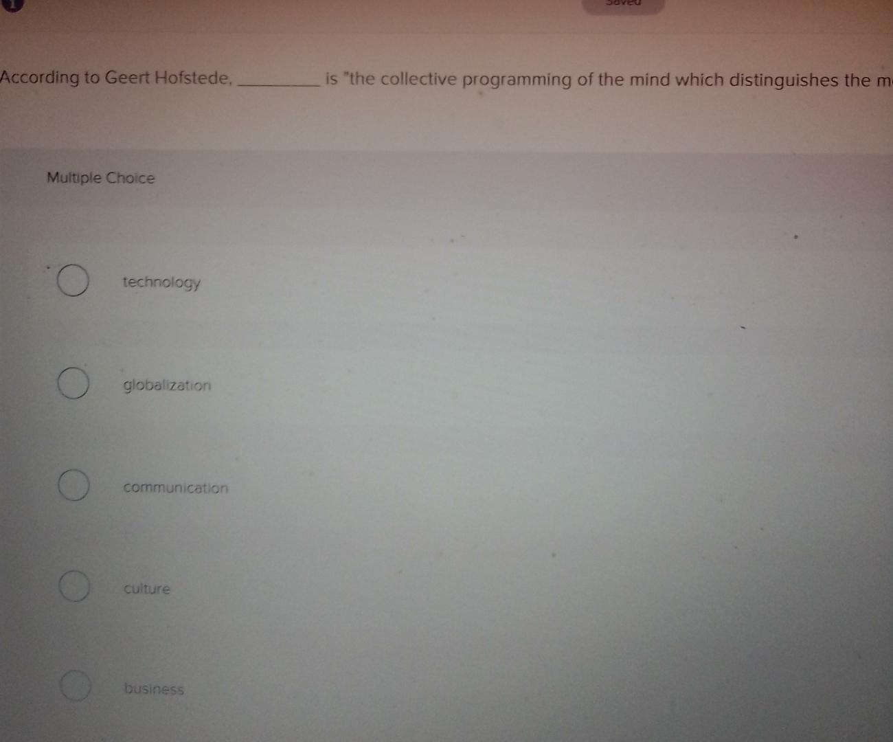 Solved According to Geert HofstedeIs "the collective | Chegg.com